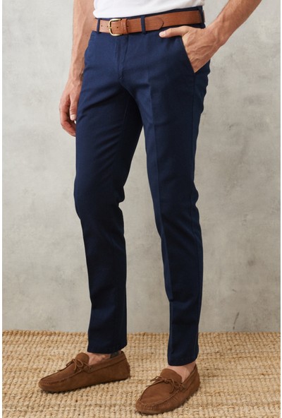 ALTINYILDIZ CLASSICS Erkek Lacivert Slim Fit Dar Kesim Armürlü Yan Cep Casual Pantolon ALTINYILDIZ CLASSICS Erkek Lacivert Slim Fit Dar Kesim Armürlü Yan Cep Casual Pantolon