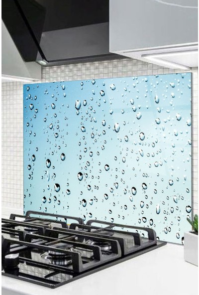 Altıntaş Cam Cam Ocak Arkası Koruyucu Ankastre Arkası Koruyucu Su Damlası 76X49,5 cm