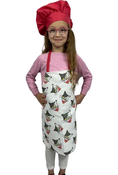 Nazhira Tekstil Çocuk Chef Şapkalı Kibar Kedi Mutfak Önlüğü Nazhira Tekstil Çocuk Chef Şapkalı Kibar Kedi Mutfak Önlüğü