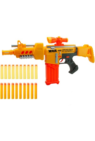 Mix Oyuncak Sünger Atan Tüfek M16 Pilli 60 cm 20 Mermi 8-10 Metre Menzil