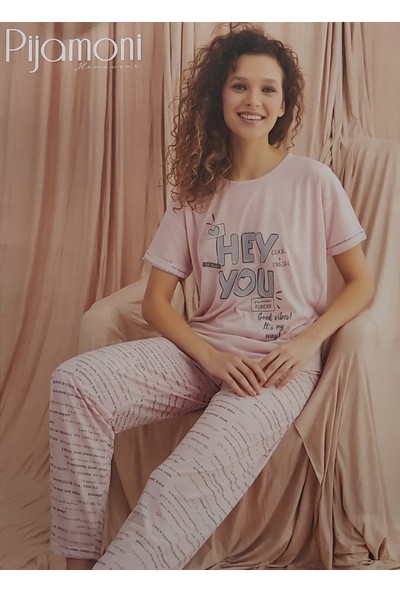 Pijamoni Pijamani Kadın Pijama Takımı-Hey You Pijamoni Pijamani Kadın Pijama Takımı-Hey You