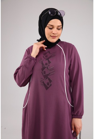 Nesafet Büyük Beden Biyeli Taşlı Ikili Kadın Tesettür Takım Nesafet Büyük Beden Biyeli Taşlı Ikili Kadın Tesettür Takım