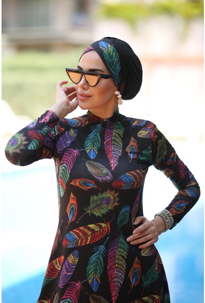 Remsa Mayo Liralı Tam Kapalı Tesettür Mayo Tüy Yapraklı 2013 Tuğba