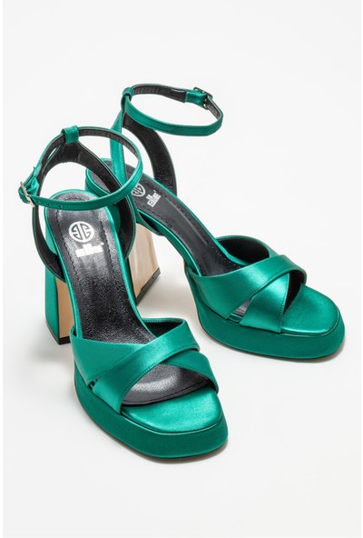 Elle Shoes Yeşil Kadın Topuklu Sandalet