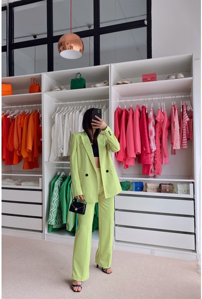 Oversize Palazzo Takım Neon Sarı