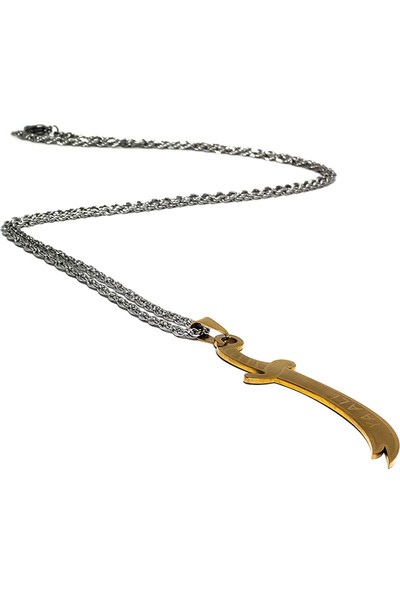 Bakcenter Sarı Renk Zülfikar Kılıcı Figürlü Çelik Kolye Bakcenter Sarı Renk Zülfikar Kılıcı Figürlü Çelik Kolye