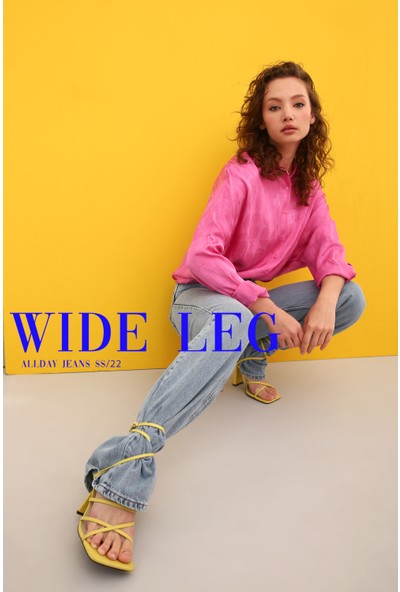 ALLDAY Yüksek Bel Wide Leg Jean Pantolon