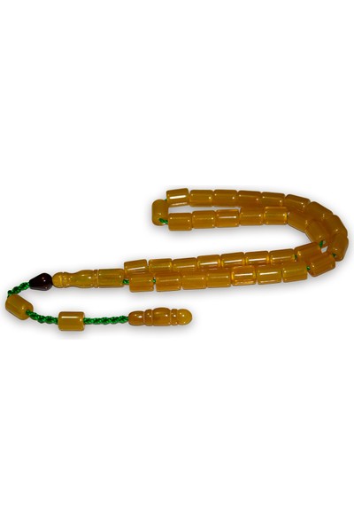 Gönül Bürokrat Boy Sarı Kesme Çubuk Sıkma Kehribar Tesbih