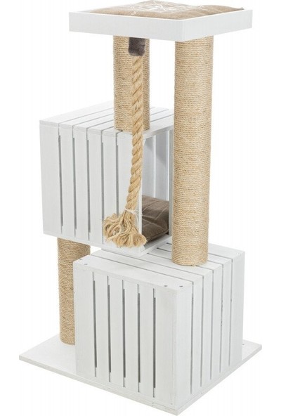Trixie Kedi Tırmalama ve Oyun Evi, 114CM, Beyaz/ Kum Beji