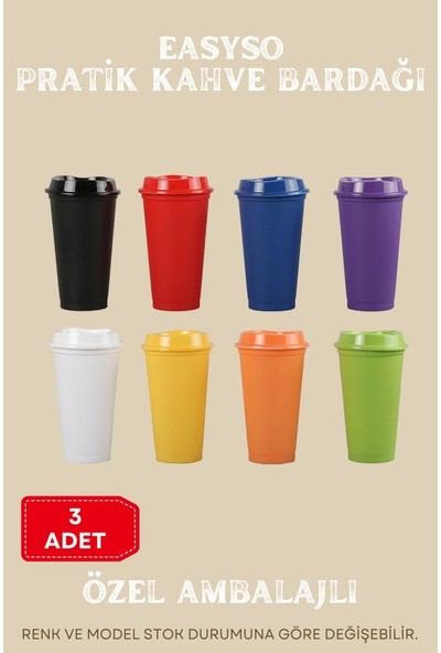 Easyso 3 Adet Plastik Termos Kahve Bardağı L-00751 600ML Special Edition Bpa Free Termos Bardak Easyso 3 Adet Plastik Termos Kahve Bardağı L-00751 600ML Special Edition Bpa Free Termos Bardak