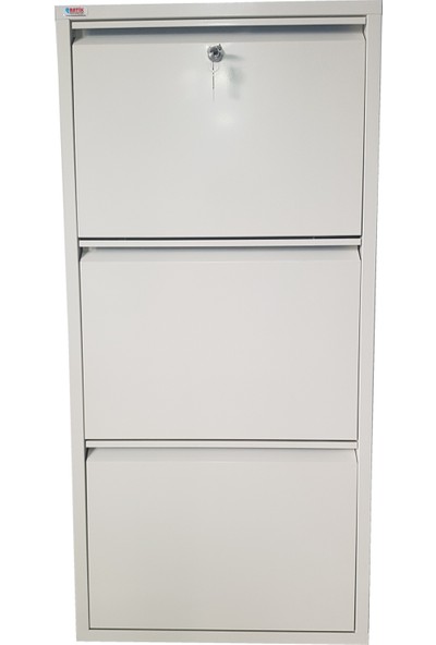 Pratik Metal Ayakkabılık ve Mobilya 3'lü Kilitli Pratik Metal Ayakkabılık (Krem)