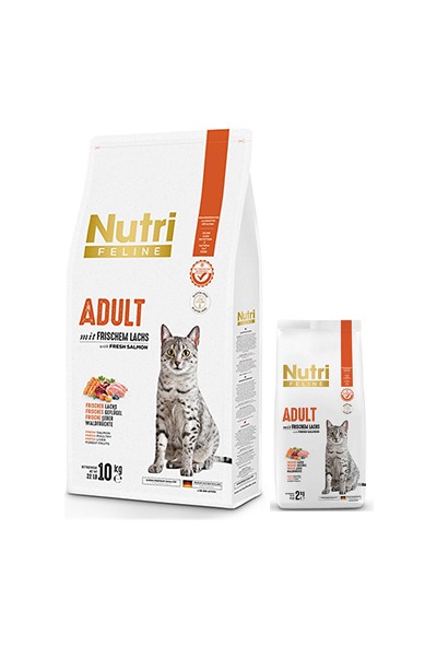 Nutri Feline Adult Somonlu Kedi Maması 10 kg + Adult Somonlu 2 kg Nutri Feline Adult Somonlu Kedi Maması 10 kg + Adult Somonlu 2 kg