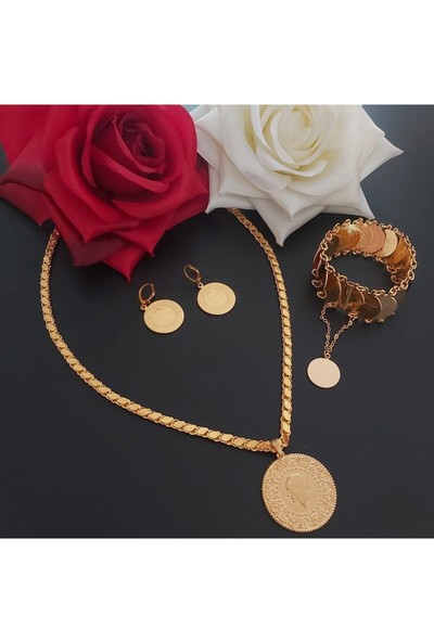 Elif Altın Kaplama Halep Arpa Zincir Kolye ve Bileklik Takı Seti Zincir Boyu 60 cm Elif Altın Kaplama Halep Arpa Zincir Kolye ve Bileklik Takı Seti Zincir Boyu 60 cm