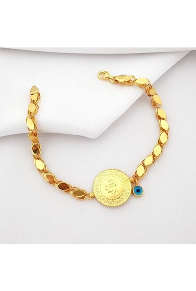 Elif Kadın Altın Kaplama Arpa Zincirli Çeyrek Altınlı Bileklik Elif Kadın Altın Kaplama Arpa Zincirli Çeyrek Altınlı Bileklik