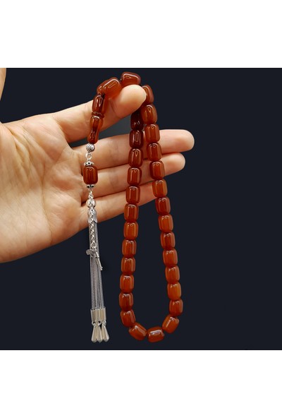 Kehribar Diyarı 5 Dallı Gümüş Püskül Tasarımlı Sıkma Kehribar