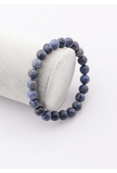 Alibaba Doğaltaş Dumortierit Doğal Taş Bileklik 8 mm Küre Kesim