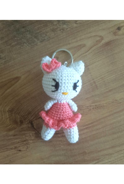 Bebeko Amigurumi El Örgüsü Organik Oyuncak Anahtarlik Çanta Süsü Hello Kitty