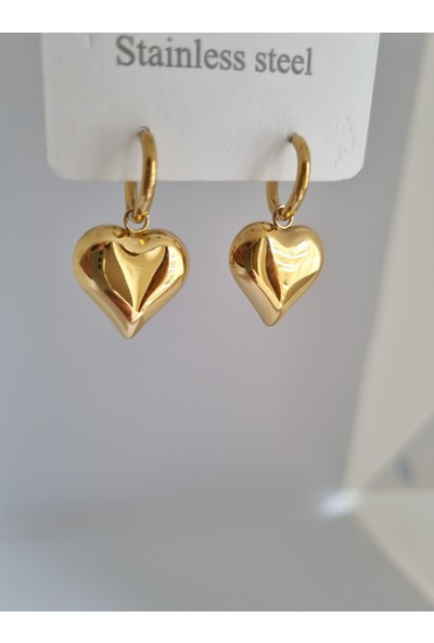 Della Moor Çelik Kalpli Gold Küpe