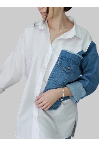 Poplin Sol Tarafı Kotlu Gömlek Poplin Sol Tarafı Kotlu Gömlek