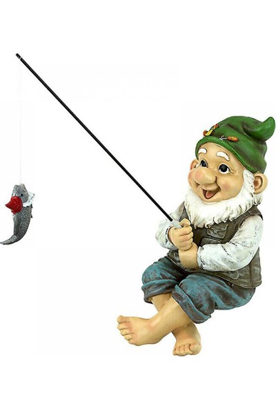 Balıkçılık Gnome Sıtter Bahçe Gnome Heykeli Sevimli Hediye Açık Dekorasyon (Yurt Dışından)