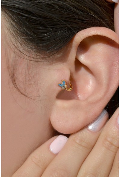 Sacce Scarves&Accessories Mavi Kelebek Tragus Piercing Gold Renk