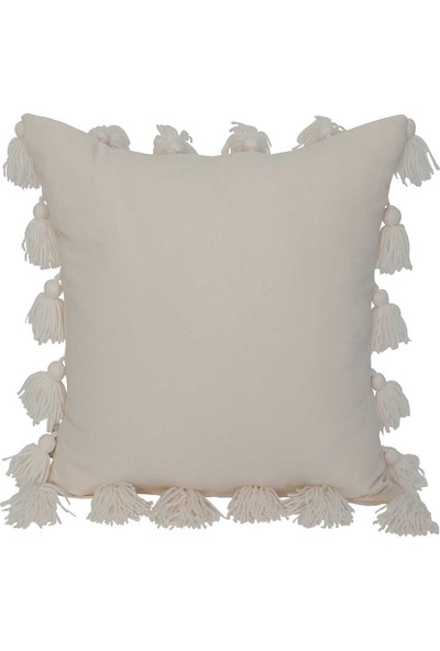 Büyük Püsküllü Kırlent Kılıfı Ekru K 111