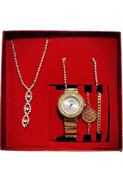 Beydebazaar Kadın Kol Saati Kolye Bileklik Küpe Takı Seti Hediye Kutulu Beydebazaar Kadın Kol Saati Kolye Bileklik Küpe Takı Seti Hediye Kutulu