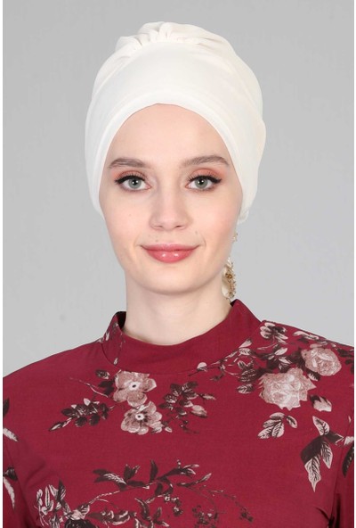 Şifon Hazır Türban Krem