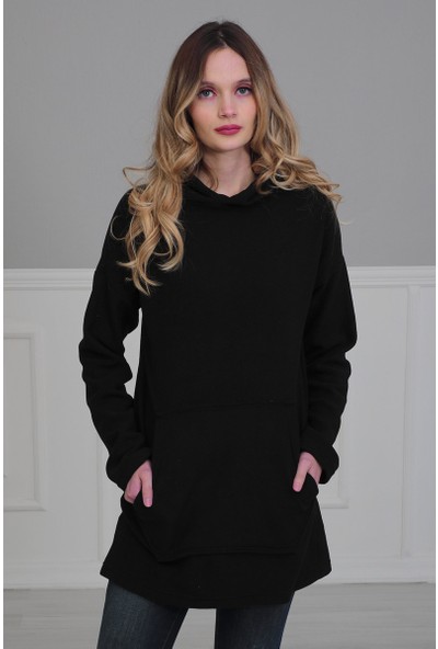 Sinelay Önden Cepli Polar Sweatshirt,siyah,sw-1pl