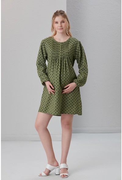 Işşıl 4501-NERVÜRLÜ Yaka Viskon Puanlı Hamile Tunik