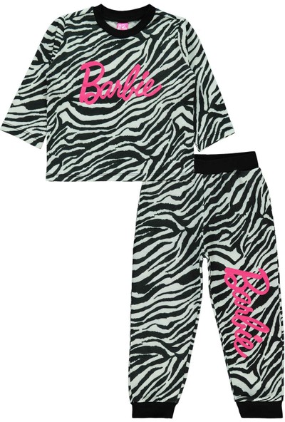Barbie Kız Çocuk Pijama Takımı 3-9 Yaş Siyah