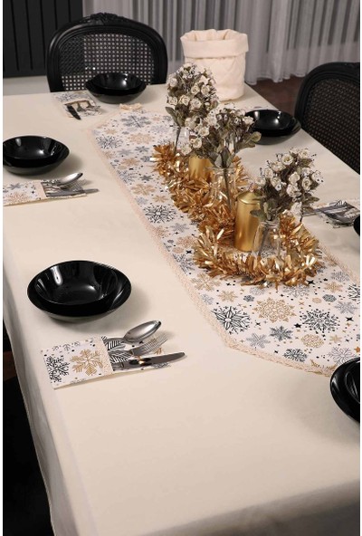 Sinelay Yılbaşı Masa Örtüsü 150 x 200 cm Krem