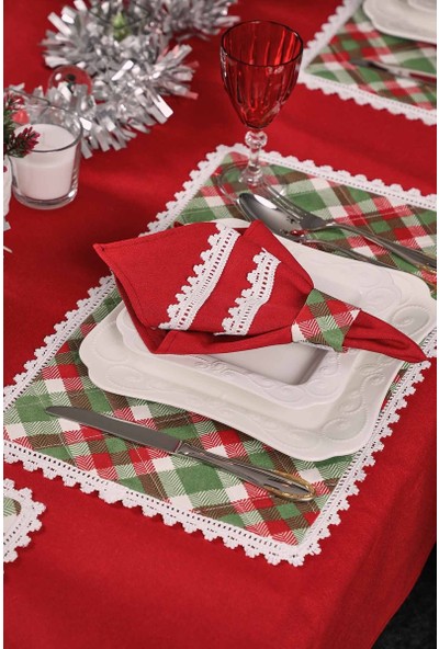 Sinelay Peçete Halkası 4 Lü Ekose Desen