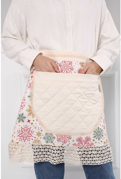 Sinelay Kenarları Dantelli Mutfak Önlüğü Yıldız Desen