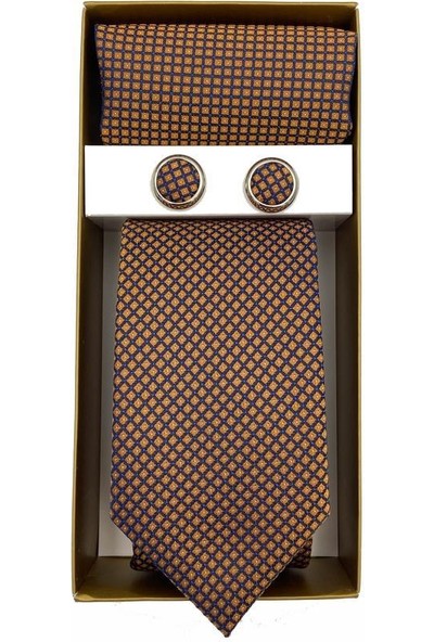 Brianze Küçük Desenli Kravat Mendil Kol Düğmesi Kutulu Hediyelik Set Brianze Küçük Desenli Kravat Mendil Kol Düğmesi Kutulu Hediyelik Set