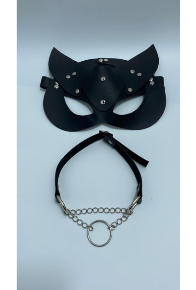 Vonda Wear 800245 - Vonda Wear | Kadın Siyah Deri Maske & Detaylı Tasma Harness Aksesuar Vonda Wear 800245 - Vonda Wear | Kadın Siyah Deri Maske & Detaylı Tasma Harness Aksesuar