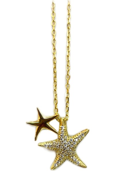 Adore Gümüş Tasarım Taşlı Yıldız Kolye