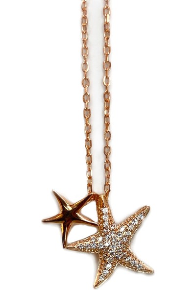 Adore Gümüş Tasarım Taşlı Yıldız Kolye