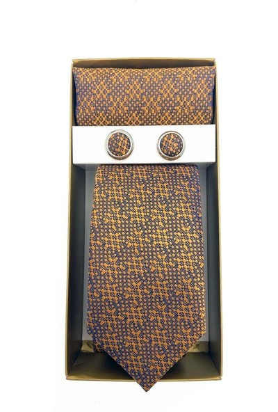 Brianze Hardal Kravat Mendil Kol Düğmesi Kutulu Hediyelik Set Brianze Hardal Kravat Mendil Kol Düğmesi Kutulu Hediyelik Set