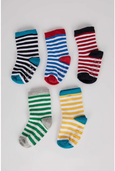 DeFacto Erkek Bebek Pamuklu Kaydırmaz Tabanlı 5'li Uzun Çorap X6274A2NS DeFacto Erkek Bebek Pamuklu Kaydırmaz Tabanlı 5'li Uzun Çorap X6274A2NS