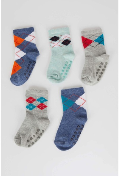 DeFacto Erkek Bebek Pamuklu Kaydırmaz Tabanlı 5'li Uzun Çorap X6275A2NS DeFacto Erkek Bebek Pamuklu Kaydırmaz Tabanlı 5'li Uzun Çorap X6275A2NS
