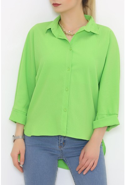 Aygi Kolu Katlamalı Gömlek Açıkyeşil