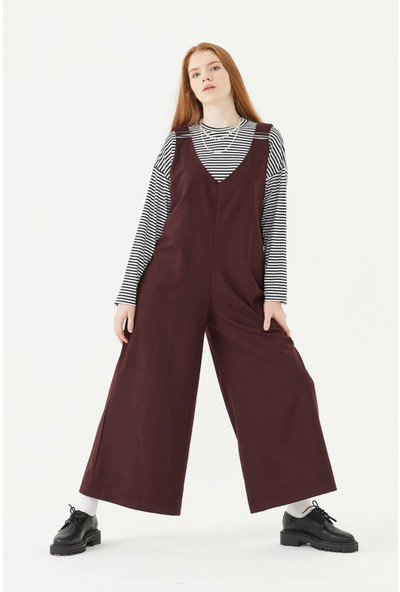 Fahhar Kalın Askılı Salopet Mürdüm