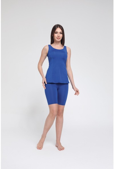 Chelly Kadın Düz Renk Askılı Taytlı Tankini S9003-04