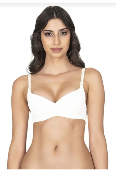 Belvü Kadın Destekli Dolgulu Kulaklı Sütyen Beyaz 1109-