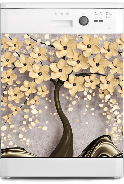 Sticker Art Bulaşık Makinesi Sticker Kaplama Beyaz Eşya Kaplama 3D Geyik Ağaç