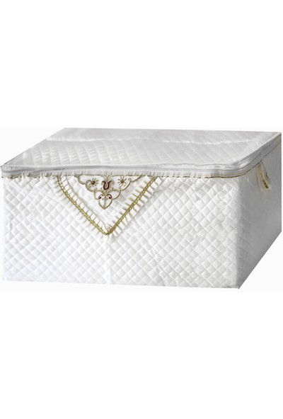 Alife Saten Kapitoneli Nakışlı Sandık Tipi Çok Amaçlı Hurç - Elbise Hurcu - Yorgan Hurcu 45X40X32 Alife Saten Kapitoneli Nakışlı Sandık Tipi Çok Amaçlı Hurç - Elbise Hurcu - Yorgan Hurcu 45X40X32