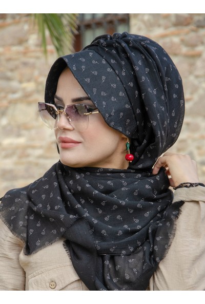 Aişe Tesettür Şapkalı Şal - Siyah - Aişe Tesettür