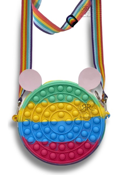 Roseroi Popit Kulaklı Çanta Duyusal Pop It Ayarlanabilir Askılı Çocuk Çantası