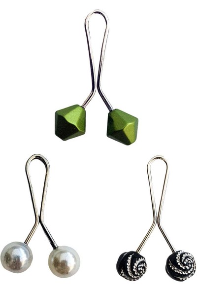 3 Adet Tesettür Eşarp ve Şal Klipsi Inci Beyaz Siyah Desenli Yeşil 3 Adet Tesettür Eşarp ve Şal Klipsi Inci Beyaz Siyah Desenli Yeşil